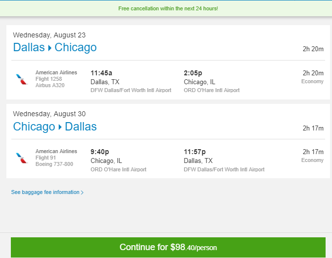 Nonstop Flights: Dallas to/from Chicago $98 r/t – American – Cheap DFW