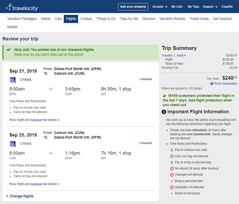 Cheap Flights: Dallas to/from Cancun $239-$241 r/t – United – Cheap DFW
